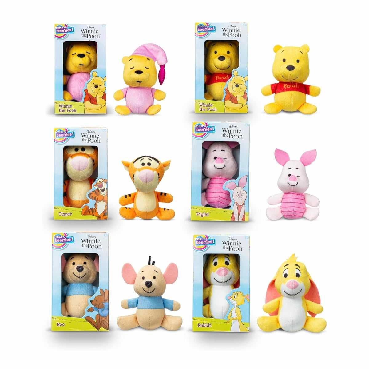 Micro Teenies Wennie The Pooh and Pals Miniature Plush Figure 6PK ...